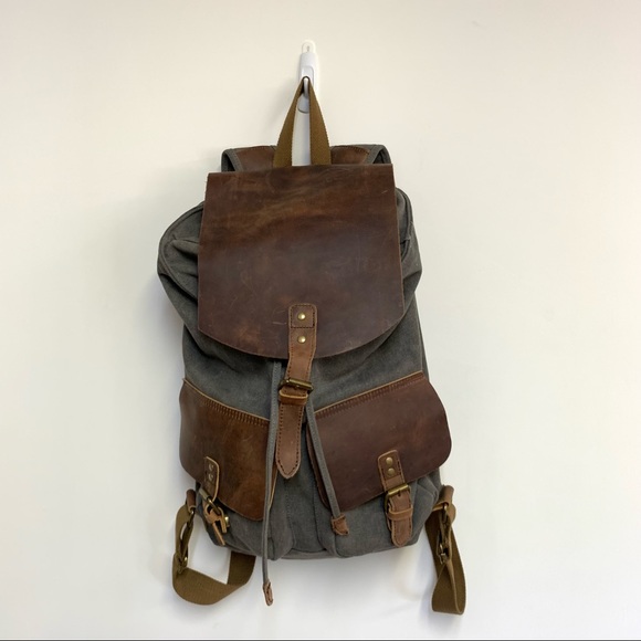 Bags | Waxed Canvas And Leather Backpack Oversized | Poshmark